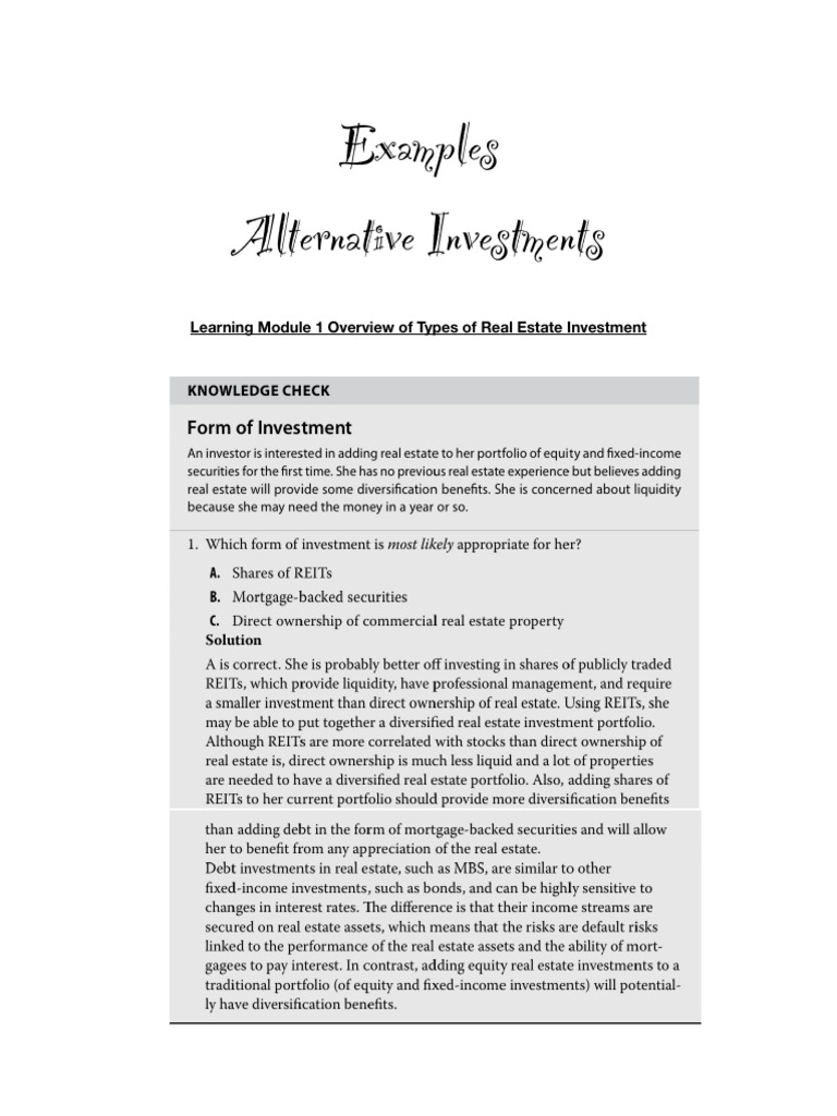 8. Alternative Investments Examples | PDF