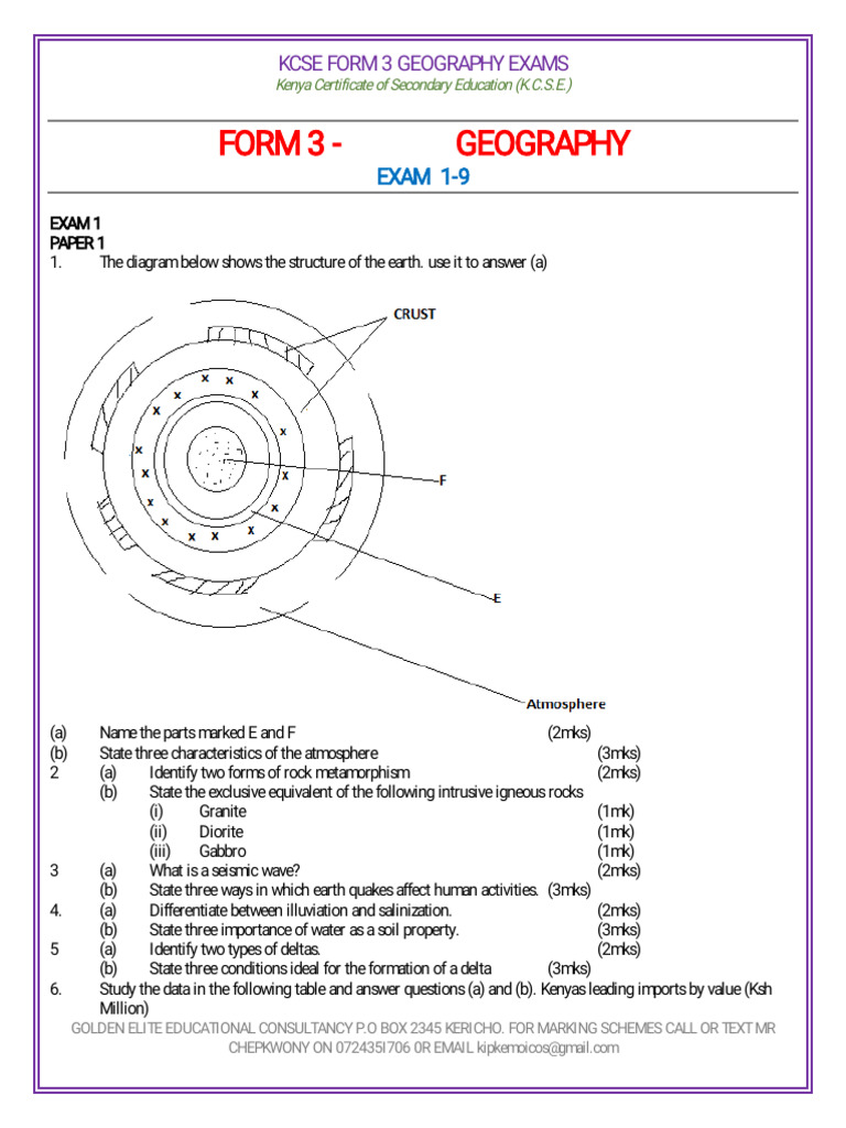 KCSE Form 3 Geography Exam Papers | PDF