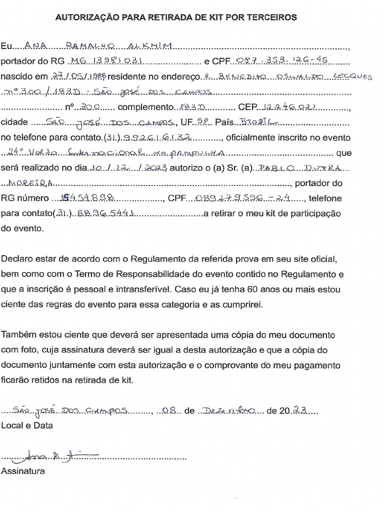 Documento Retira Terceiros Ana | PDF