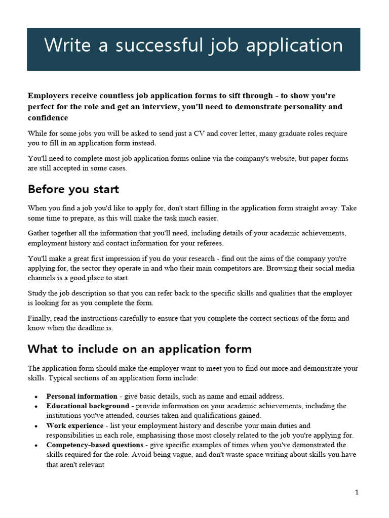 Crafting a Winning Job Application | PDF