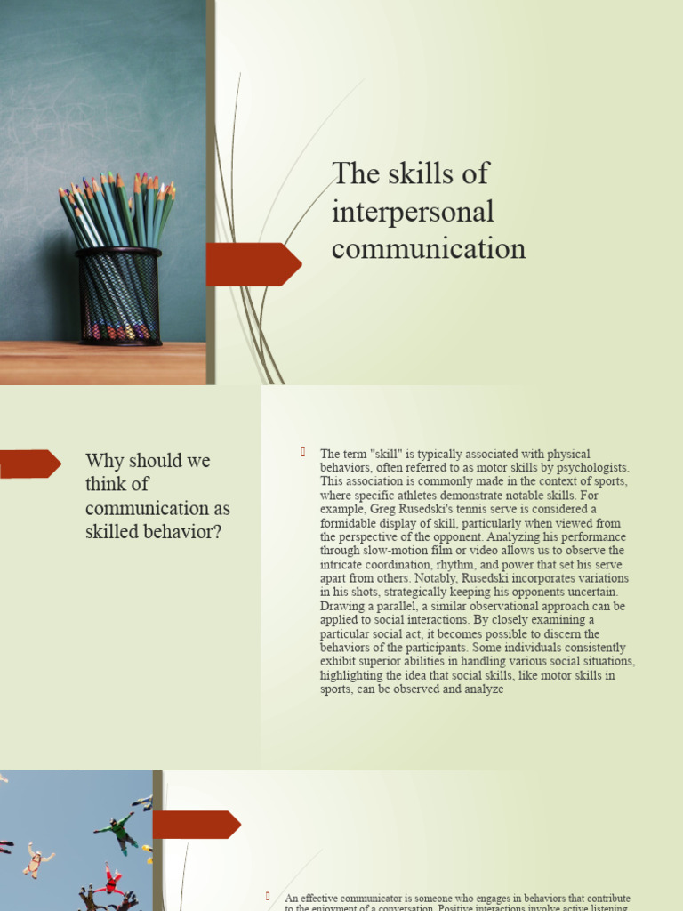 The Skills of Interpersonal Communication | PDF | Nonverbal ...