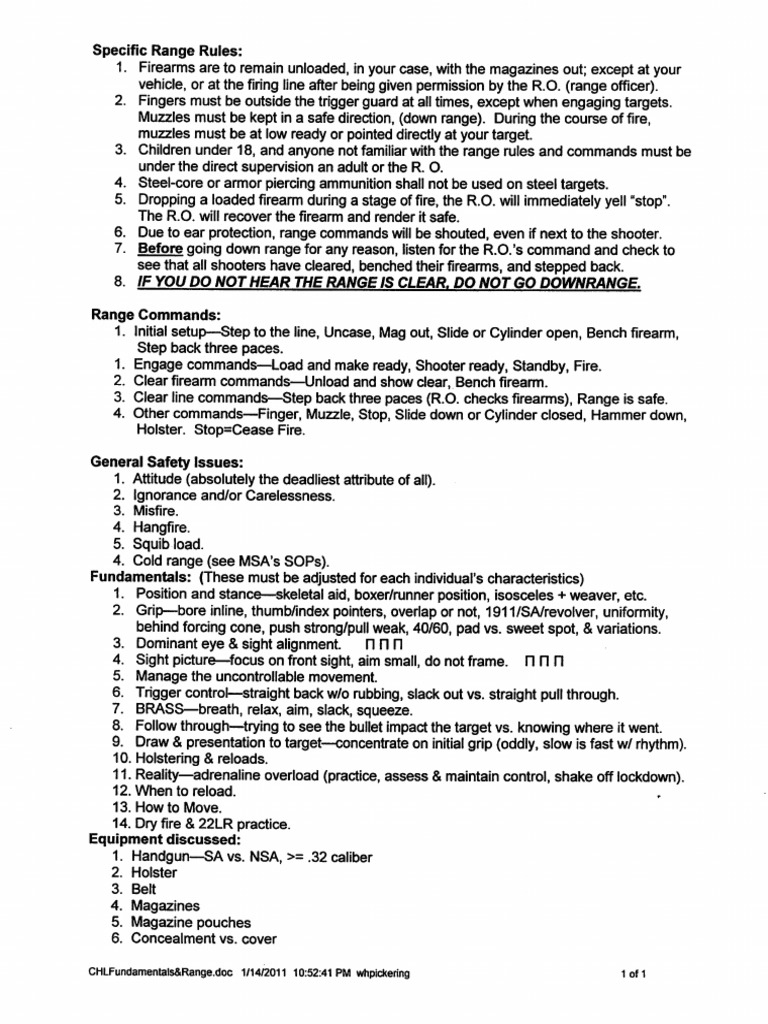 CHL - Range Rules | PDF