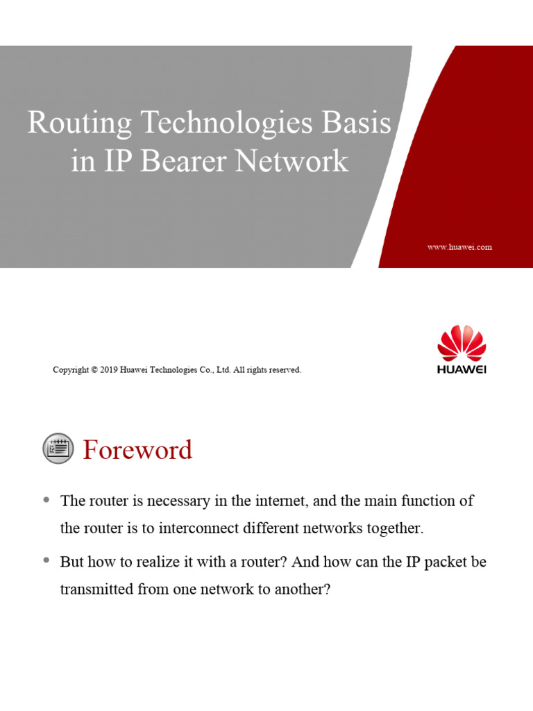 1 Routing Technologies Basis In Ip Bearer Network Issue1 0 Pdf Router Computing Routing