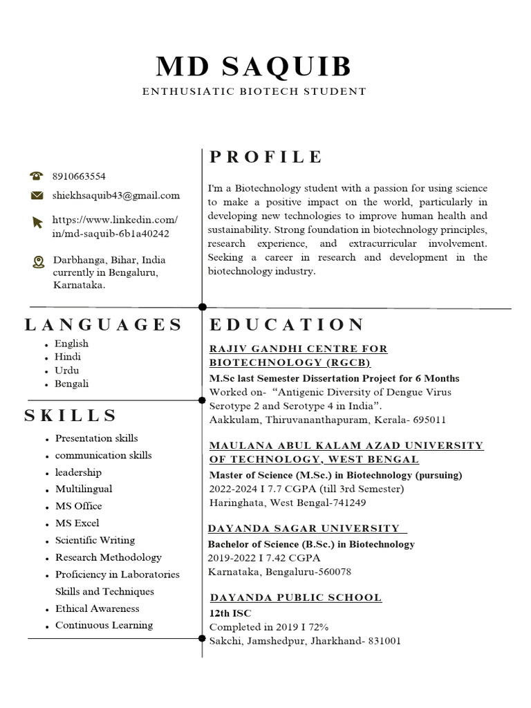 MD SAQUIB CV_20240724_145453_0000 | PDF | Bioinformatics | Dna