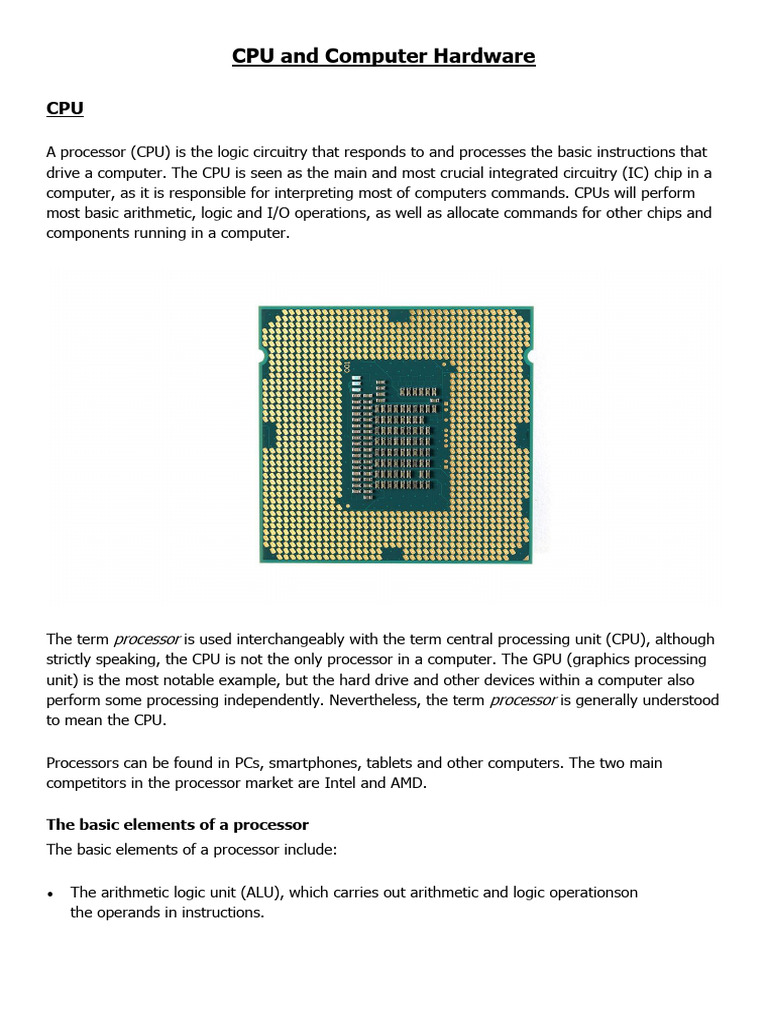 Lec 05 CPU - Computer Hardware | PDF | Central Processing Unit | Computer Hardware