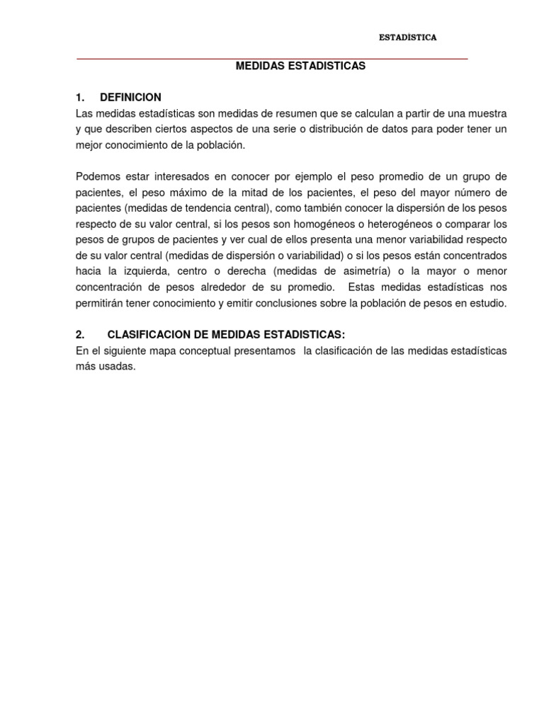 Medidas Estadísticas: Definición y Cálculo | PDF | Media | Significado ...