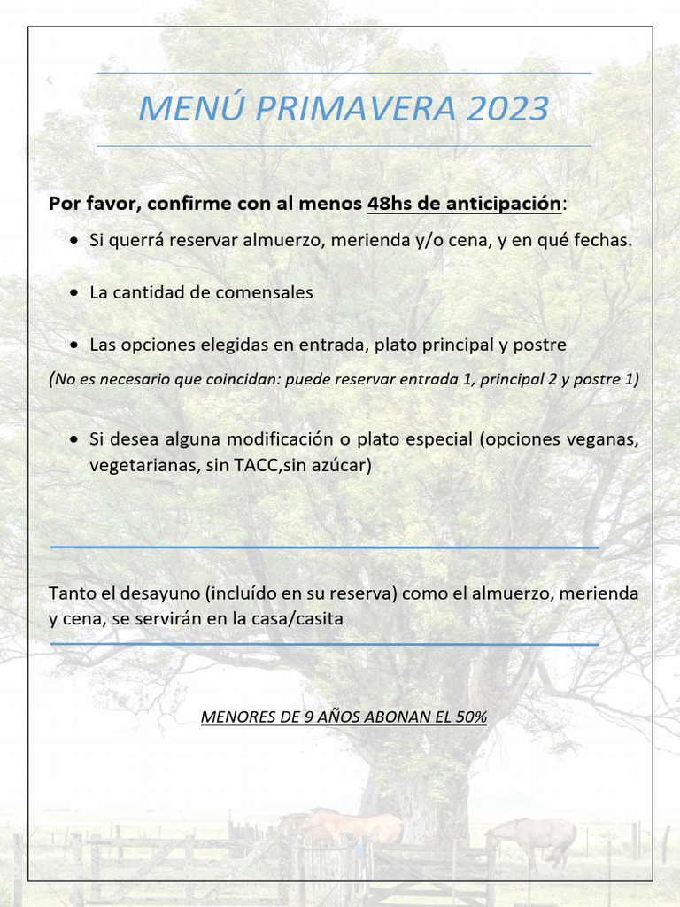 Menu Primavera 2023 | PDF | Postres | Cocina de las Americas