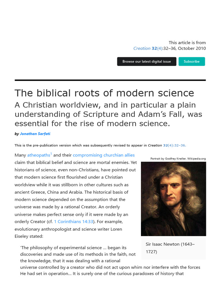 Biblical Foundations of Modern Science | PDF | Science | Bible
