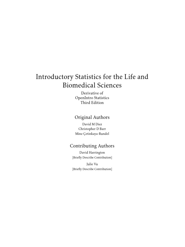 Introductory Statics For The Life and Biomedical Sciences | PDF ...