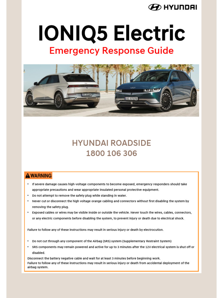 IONIQ 5 Electric Vehicle Emergency Guide | PDF | Airbag | High Voltage