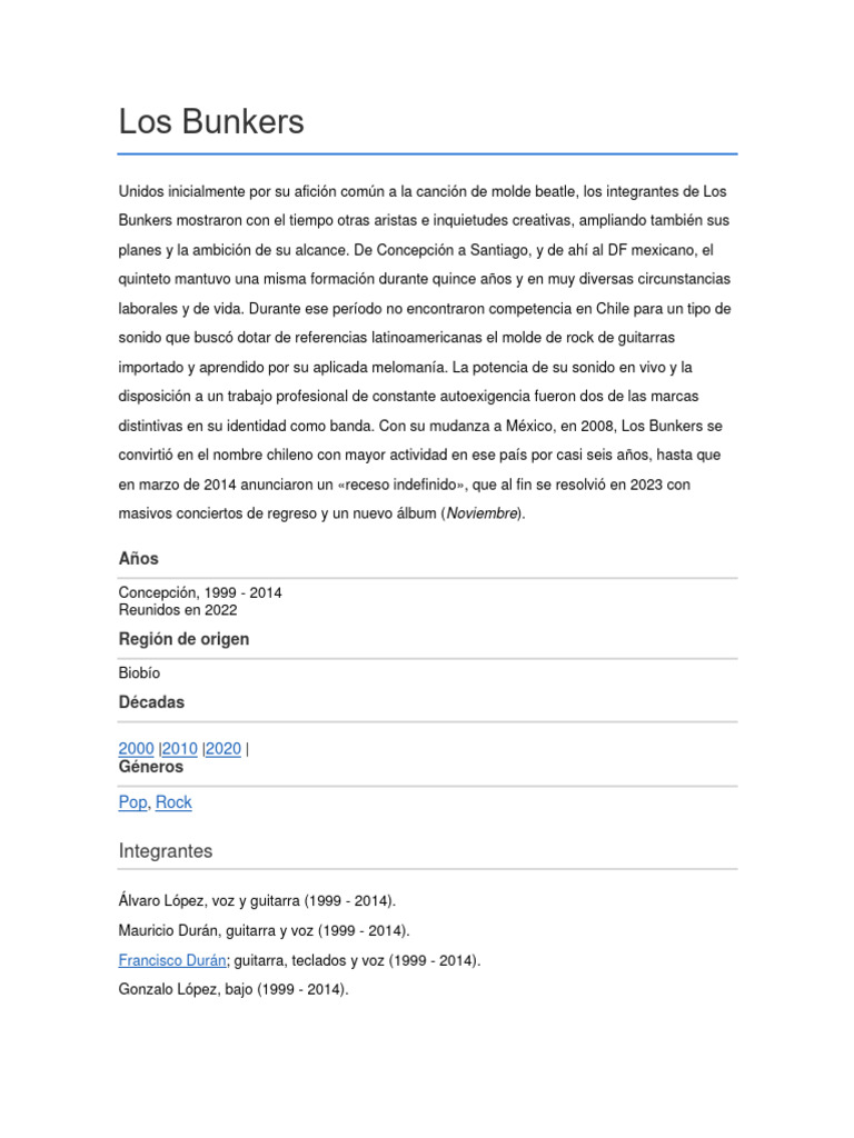 Los Bunkers | PDF | Musica Popular
