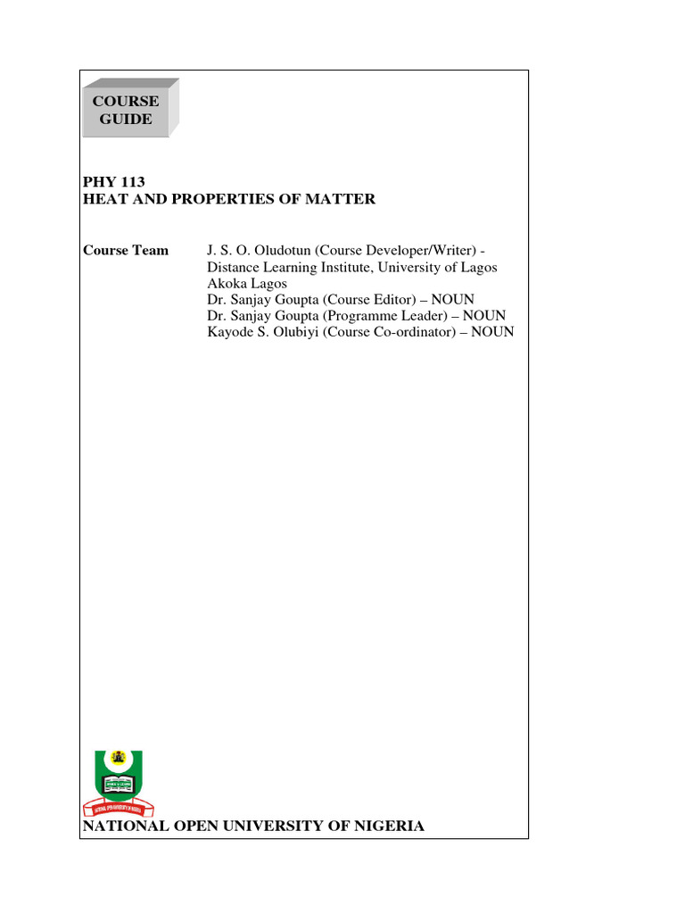 Phy 113 Heat and Properties of Matter | PDF | Temperature | Heat