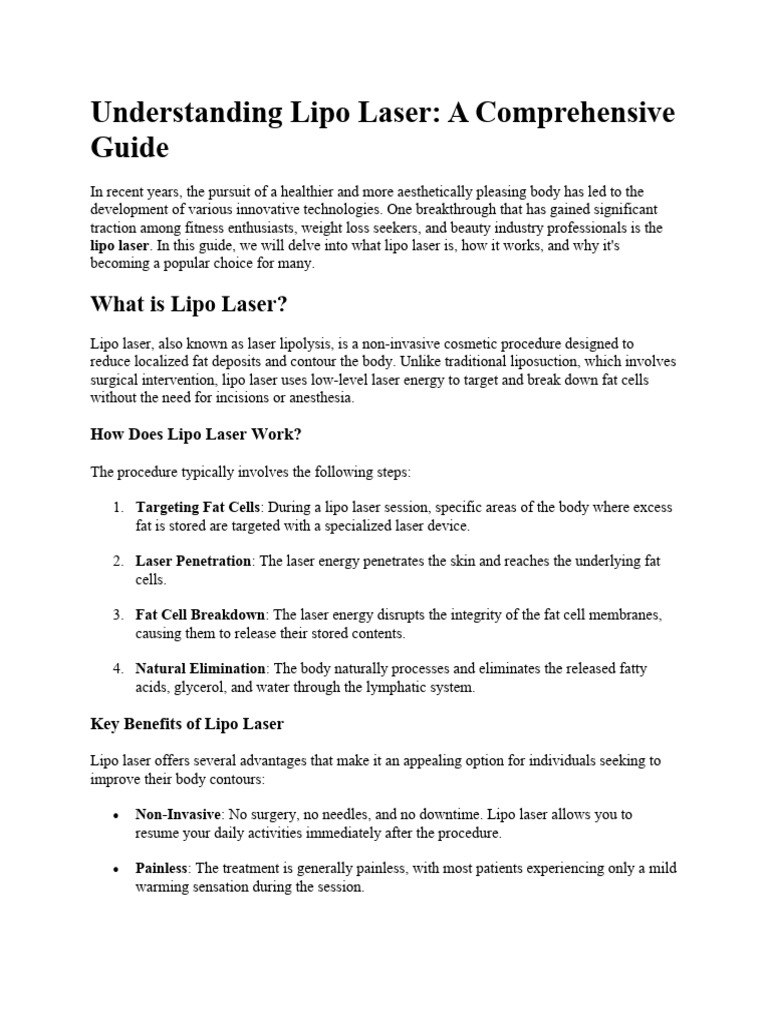 Lipo Laser Guide: Benefits & Process | PDF | Medical Specialties ...