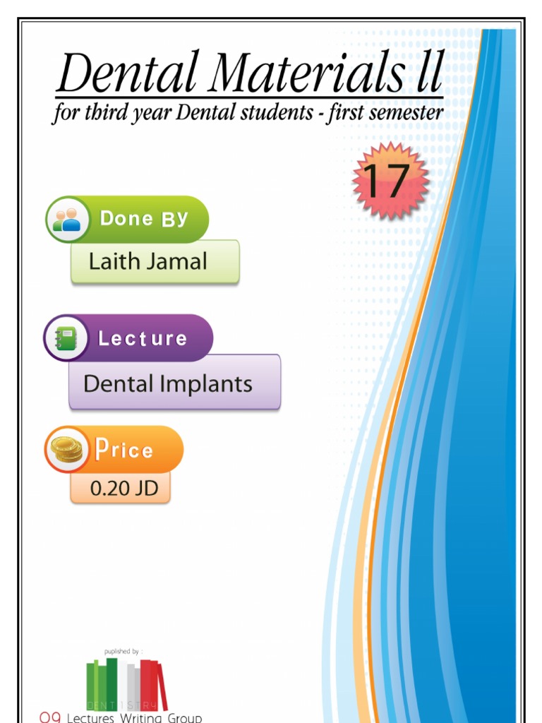 Lecture 17, Dental Implants (Script) | PDF | Dental Implant | Dentures