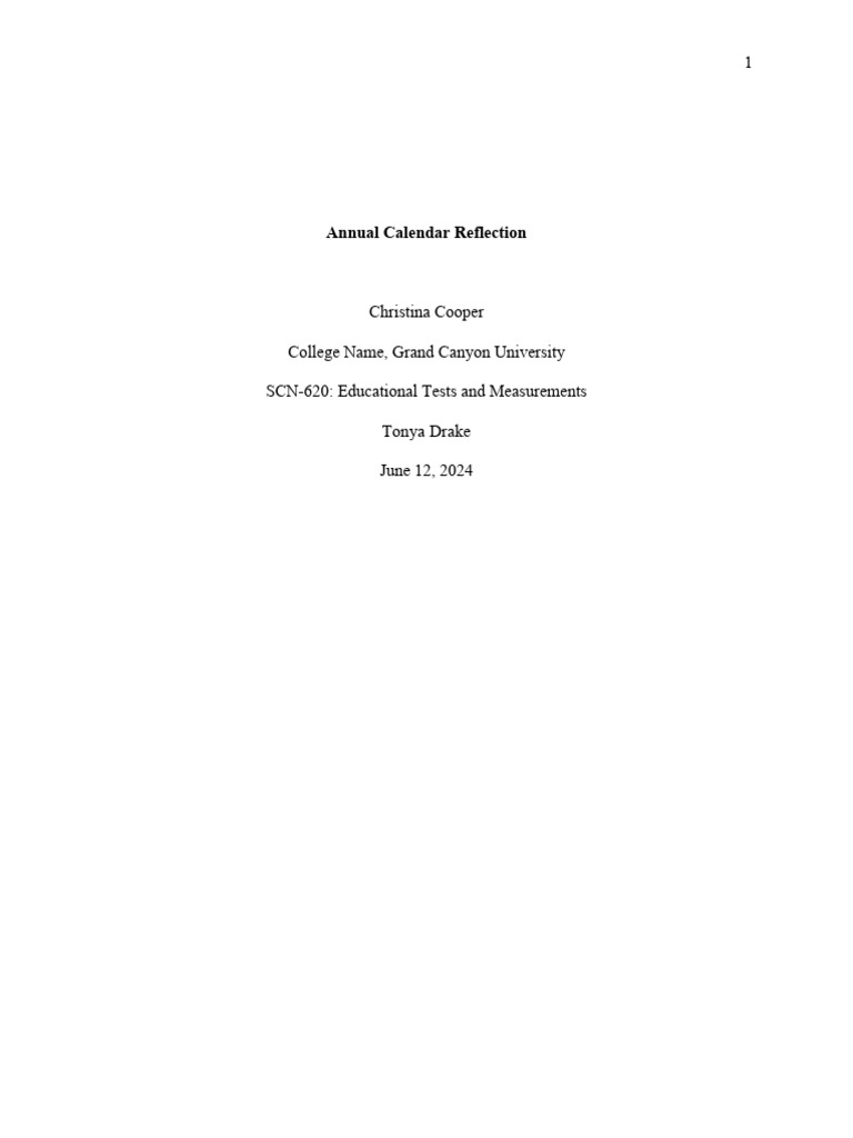 Annual Calendar Reflection | PDF | School Counselor | Learning