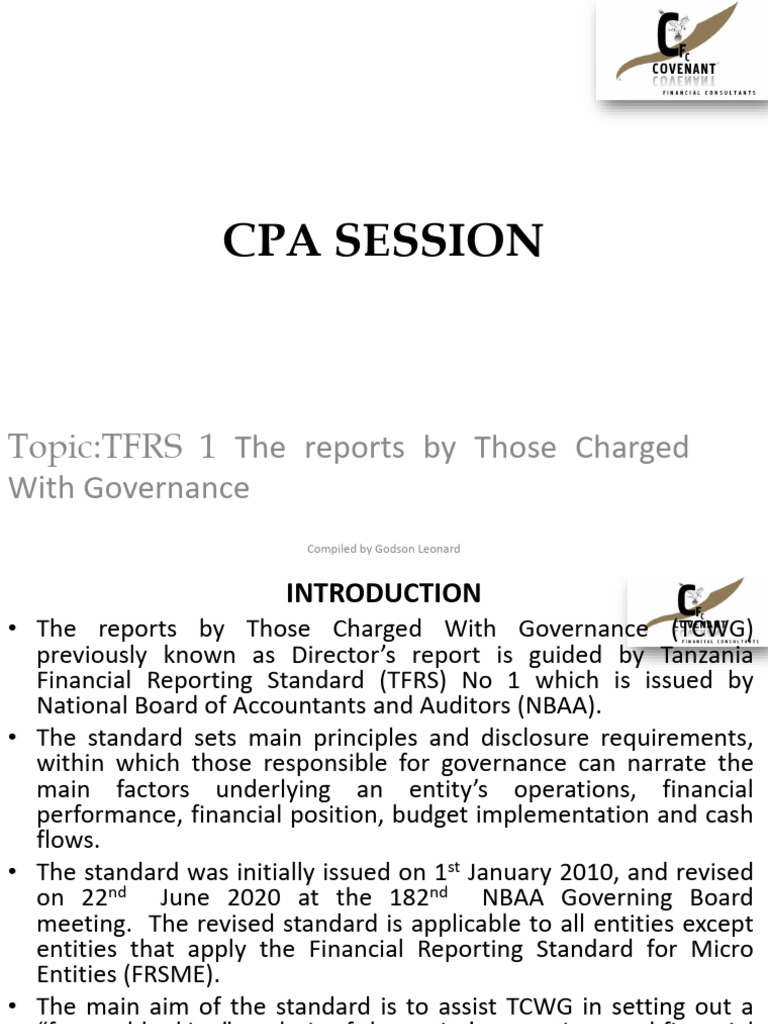 TFRS 1 - The Reports For Those Charged With Governance - 093251 | PDF | Governance | Risk