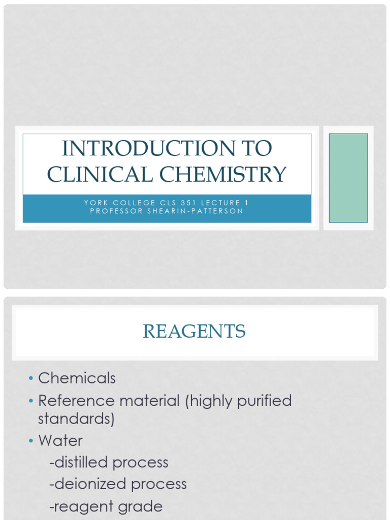 Lecture 1 - Introduction to Clinical Chemistry | PDF | Calibration