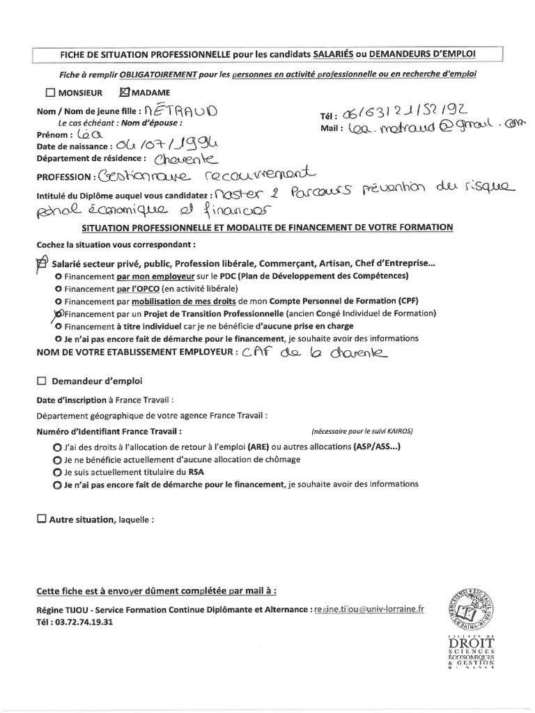 Fiche Situation Professionnelle | PDF