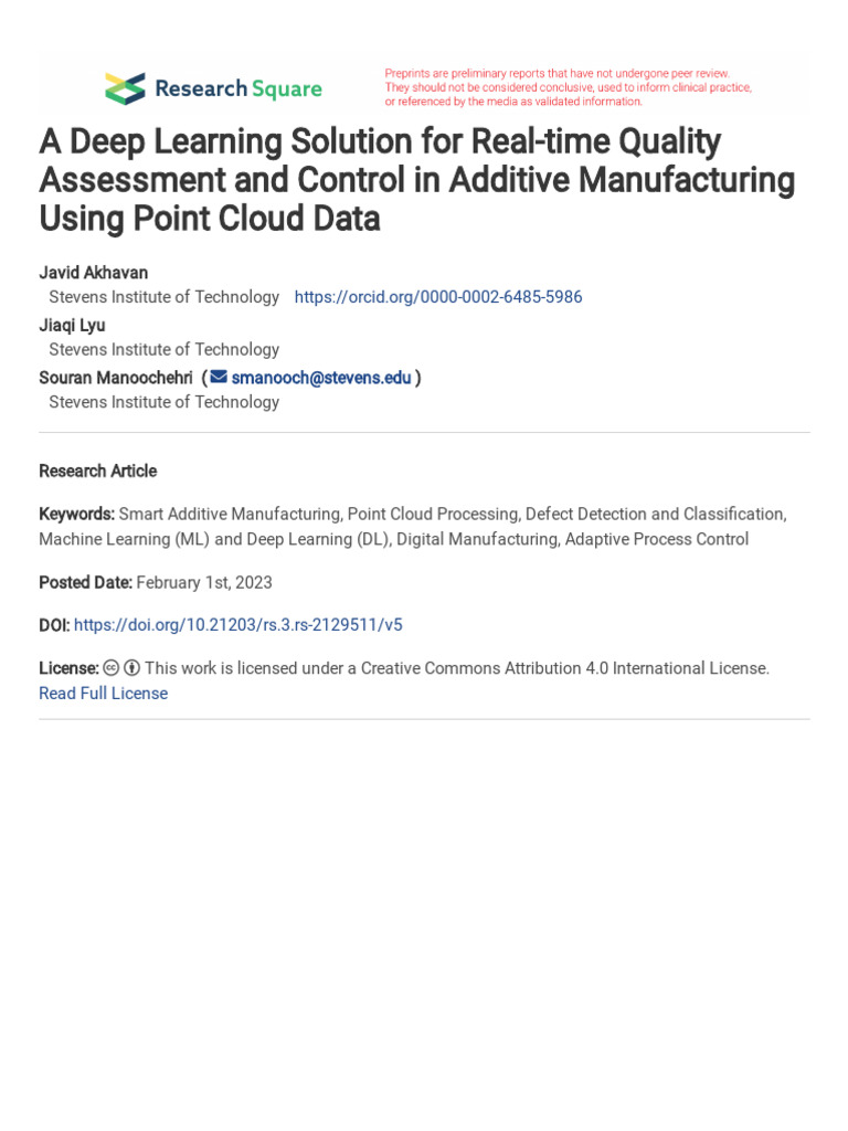A Deep Learning Solution For Real-Time Quality Ass | PDF | Applied Mathematics