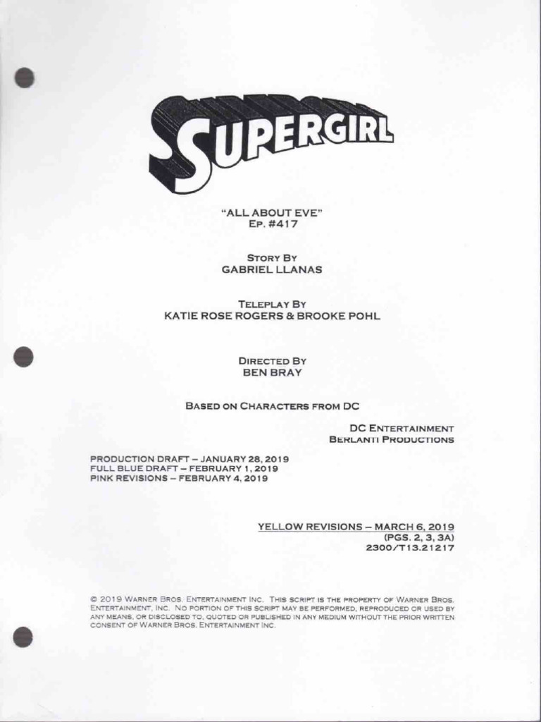 Supergirl 4x17 - All About Eve - Katie Rose Rogers & Brooke Pohl | PDF