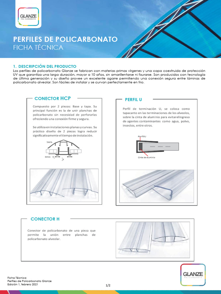 Perfiles de Policarbonato Glanze: Ficha Técnica | PDF