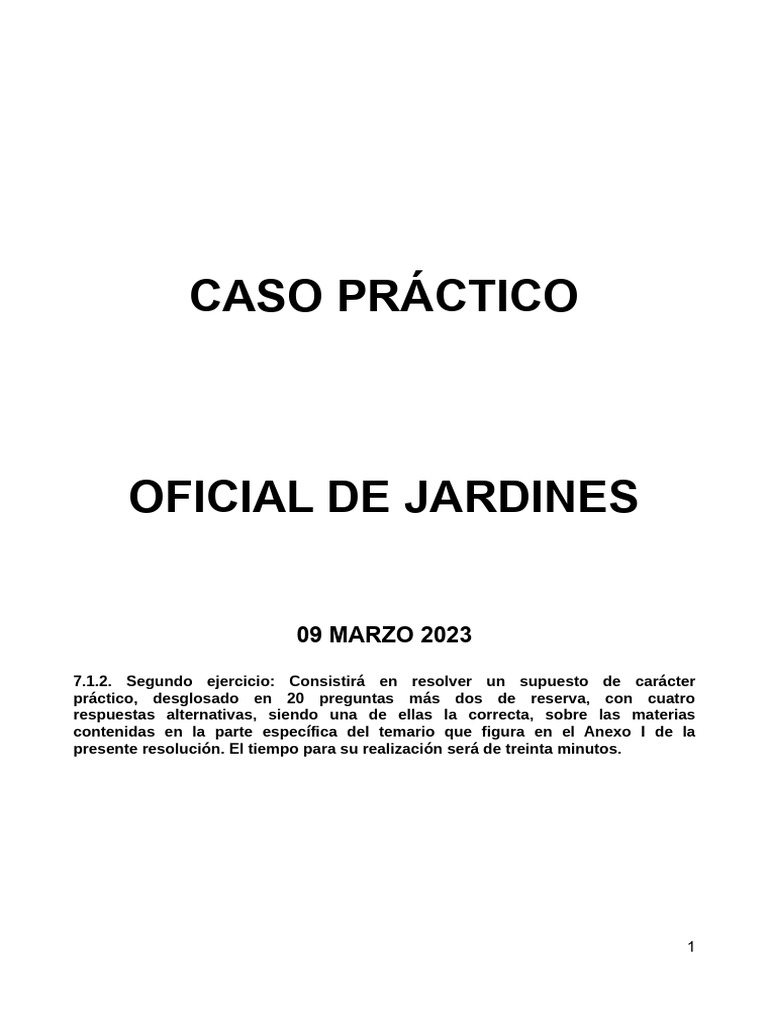 2022 Oficial de Servicios Jardines 3 Plazas Plantilla Correctora Del Segundo Eje | PDF | Riego ...
