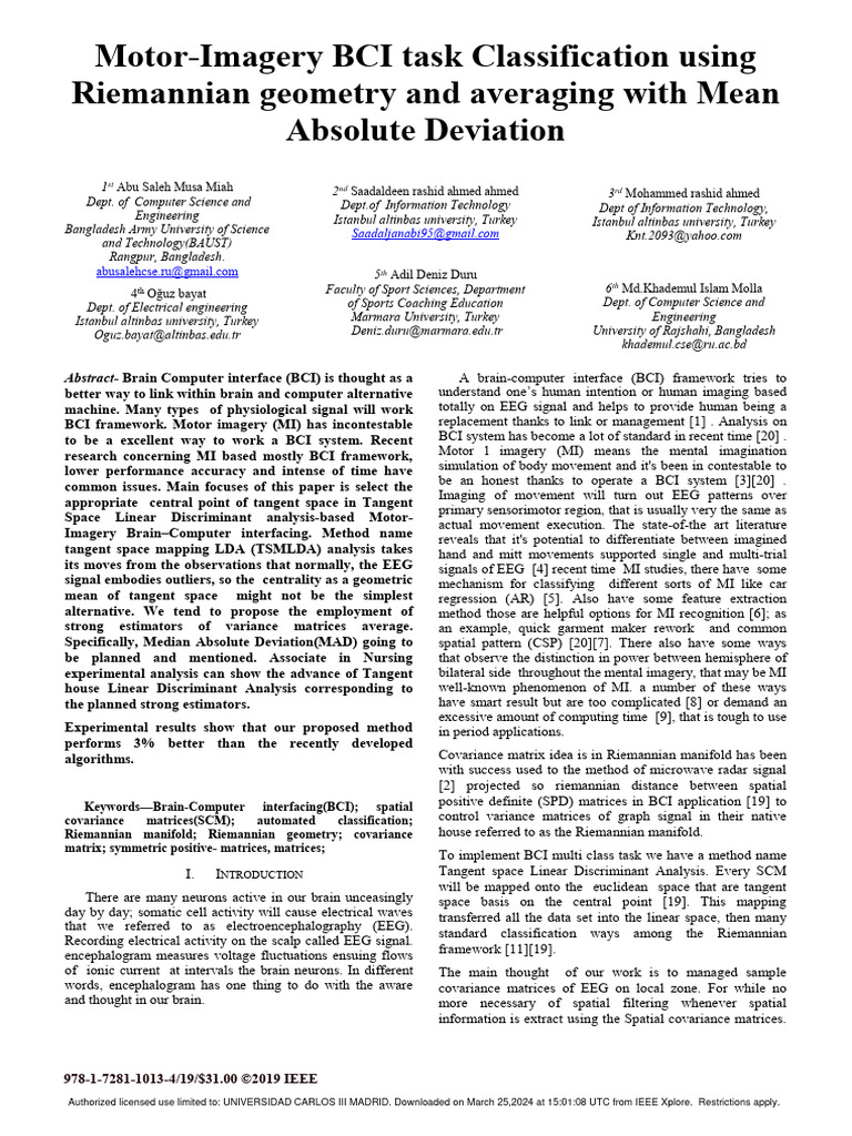 Motor-Imagery BCI Task Classification Using Riemannian Geometry and Averaging With Mean Absolute ...