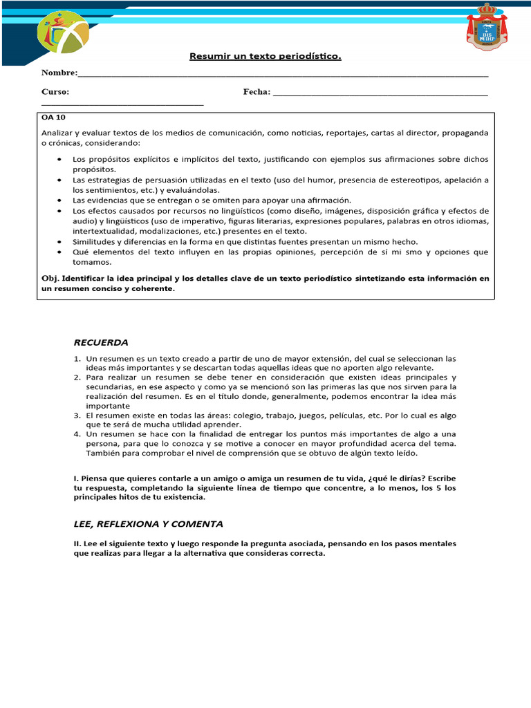 Ficha 1 Resumir Texto Periodístico | PDF | Elvis Presley