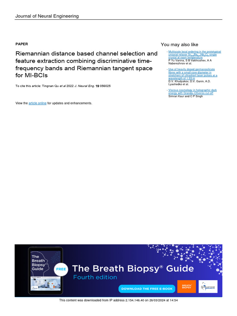 Riemannian Distance Based Channel Selection and Feature Extraction ... Riemannian Distance Based Channel Selection and Feature Extraction ...