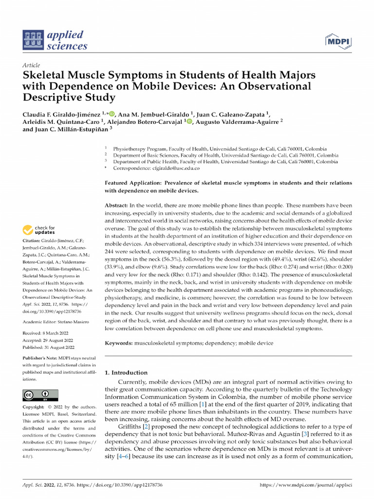 Skeletal Muscle Symptoms in Students of Health Majorswith Dependence On ...