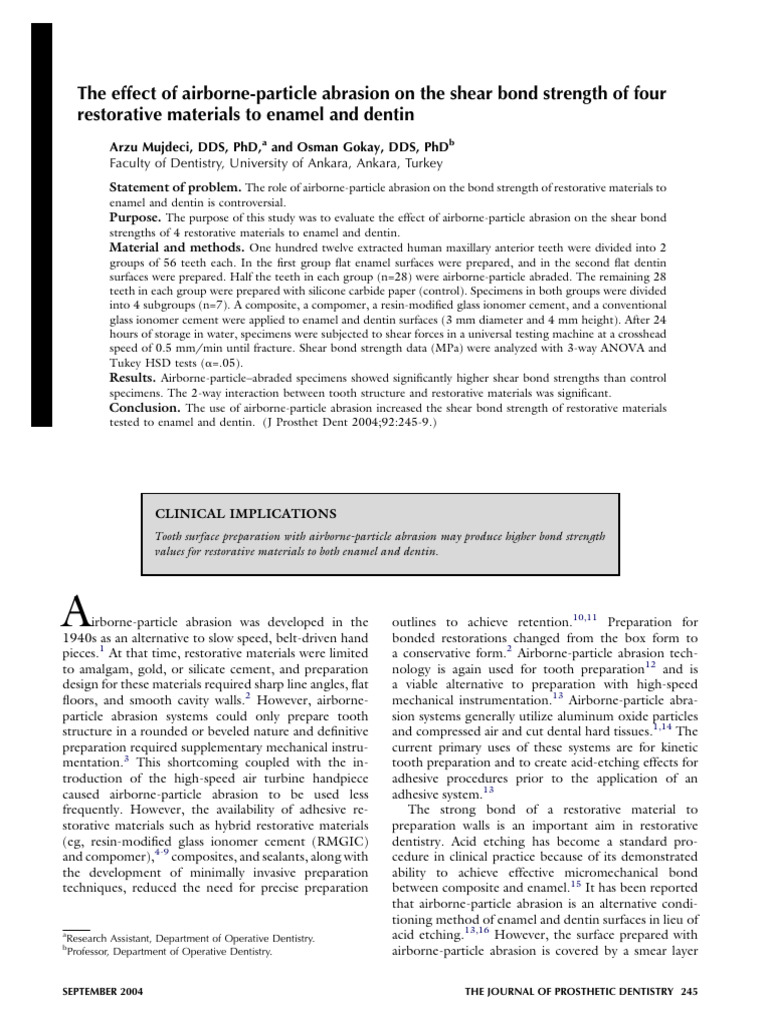 The Effect of Airborne-Particle Abrasion On The Shear Bond Strength of ...