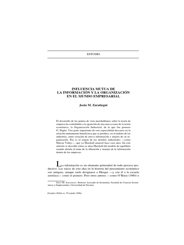 Zaratiegui - Influencia Mutua de La Informacion | PDF | Business ...