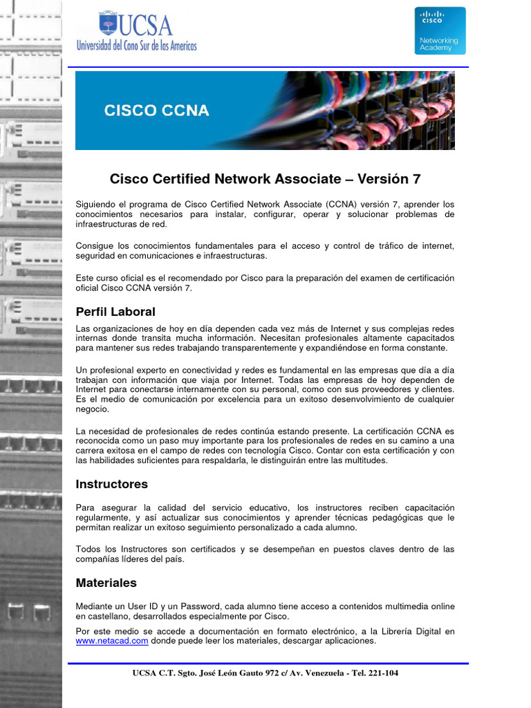Curso CCNA 7: Certificación Cisco 2024 | PDF | Protocolos de red ...