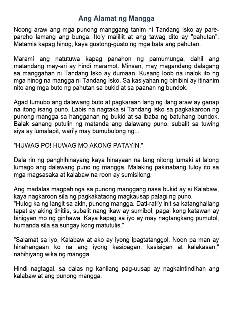 Ang Alamat NG Mangga | PDF