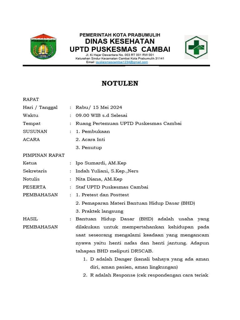 Notulen BHD 2024 | PDF | Kesehatan Holistik | Sains & Matematika