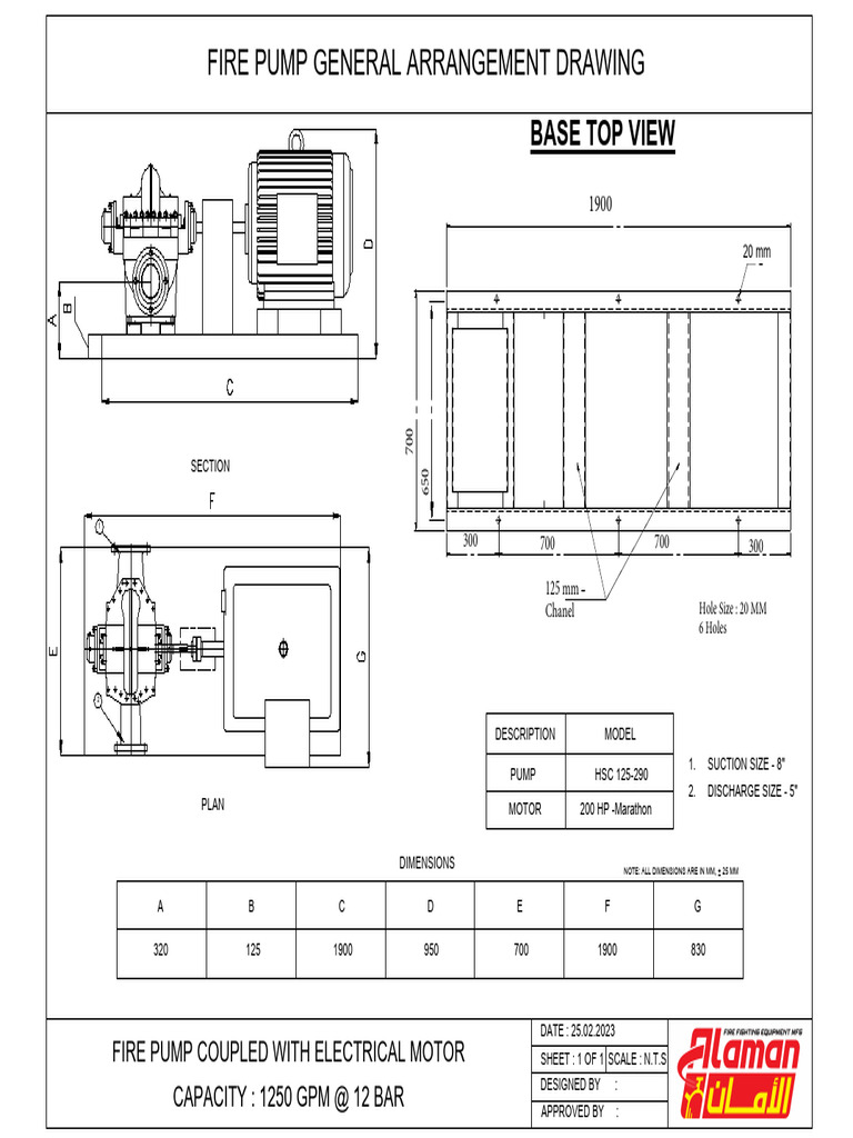 Fire Pump General Arrangement Drawing | PDF