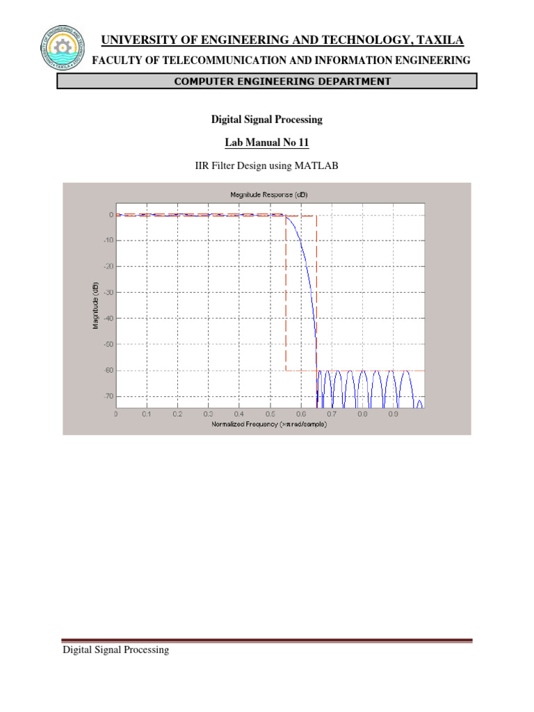 Lab Manual No 11 Iir Filter Design Using Matlab Pdf Filter Signal Processing Low Pass