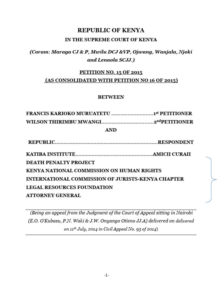 Judgment PETITION NO. 15 and No. 16 OF 2015 Francis Karioko Muruatetu ...
