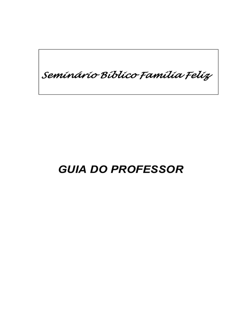 Seminario Biblico Familia Feliz - Guia Instrutor | PDF | Oração | Bíblia