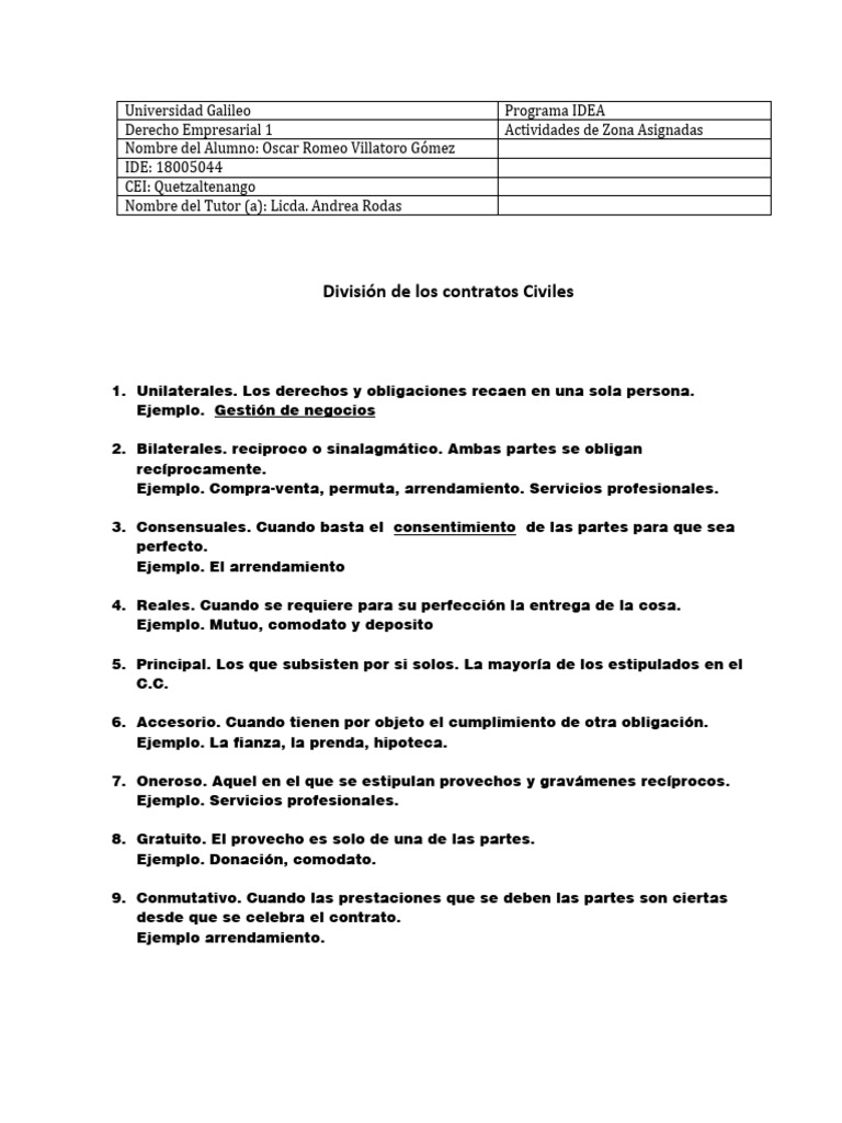 Contratos Civiles | PDF | Derecho