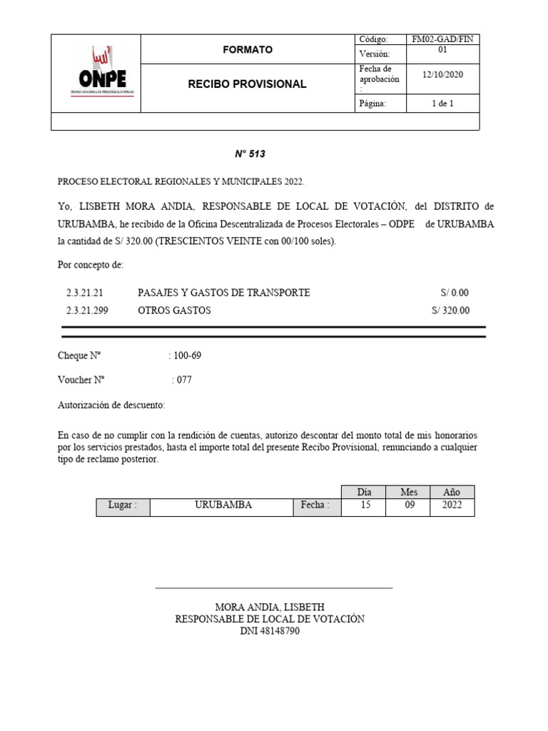 Recibo Provisional de CLV, RLV Grupo 07 | PDF | Corrupción política | Corrupción