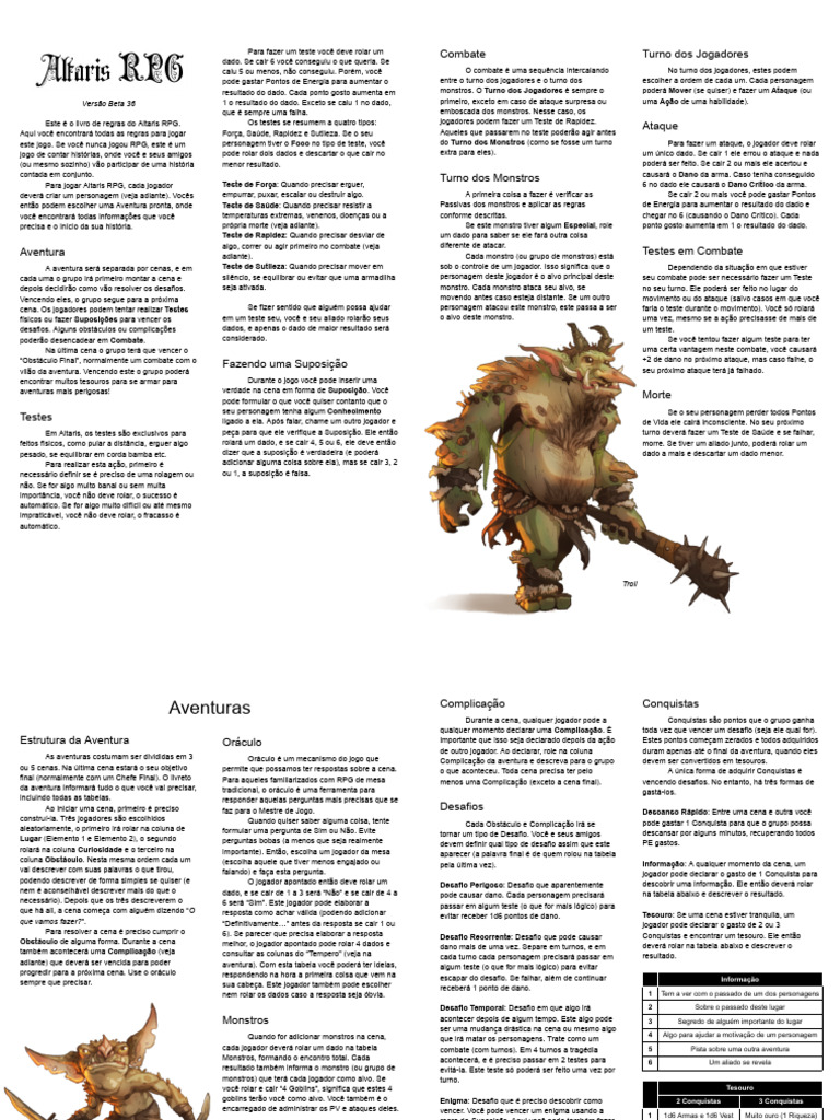 Regras do Altaris RPG: Guia Completo | PDF | Jogos de RPG