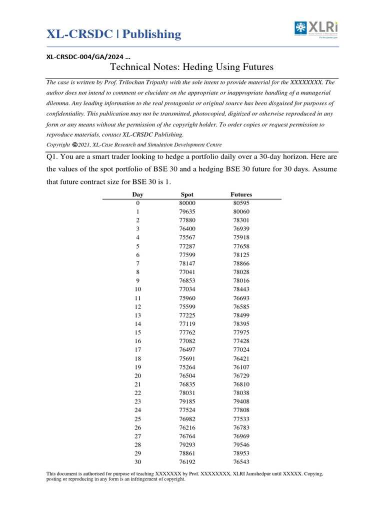 Technical Note Using Hedging Futures | PDF | Hedge (Finance) | Futures ...