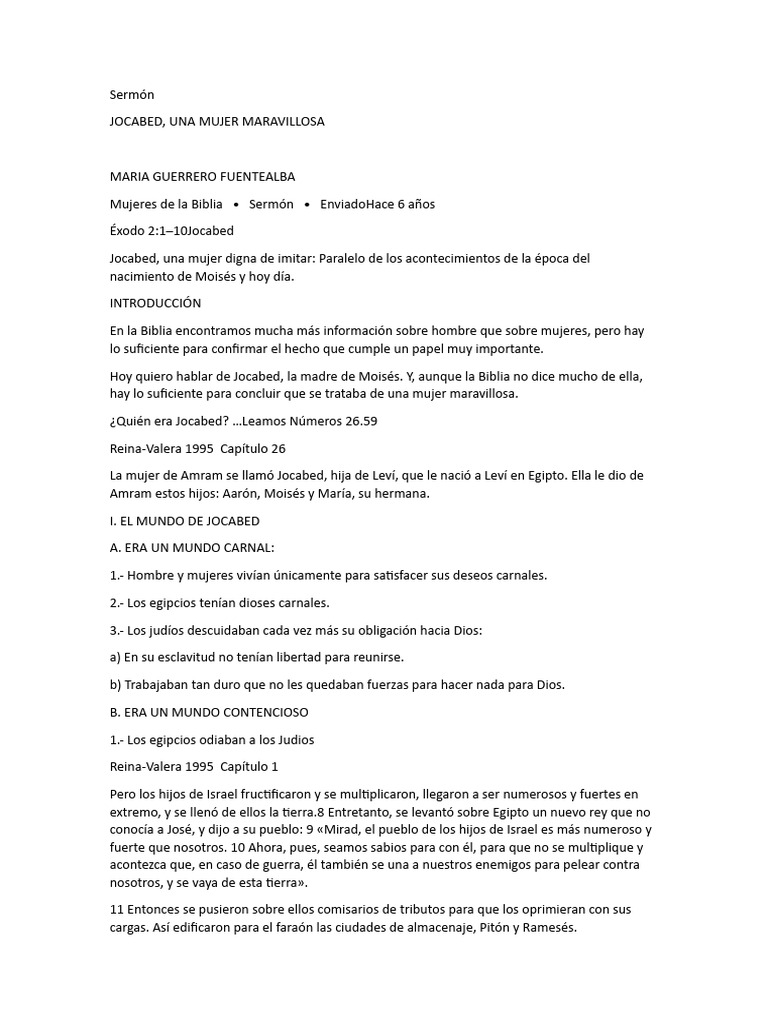 Jocabed | PDF | Moisés | Libro del éxodo