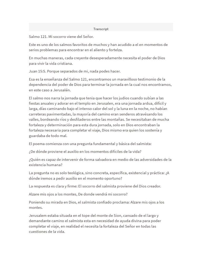 De Donde Viene Mi Socorro | PDF | Salmos | Cristo (título)