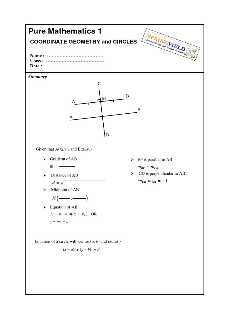 3 Coordinate Geometry&circles P1 (2020) | PDF