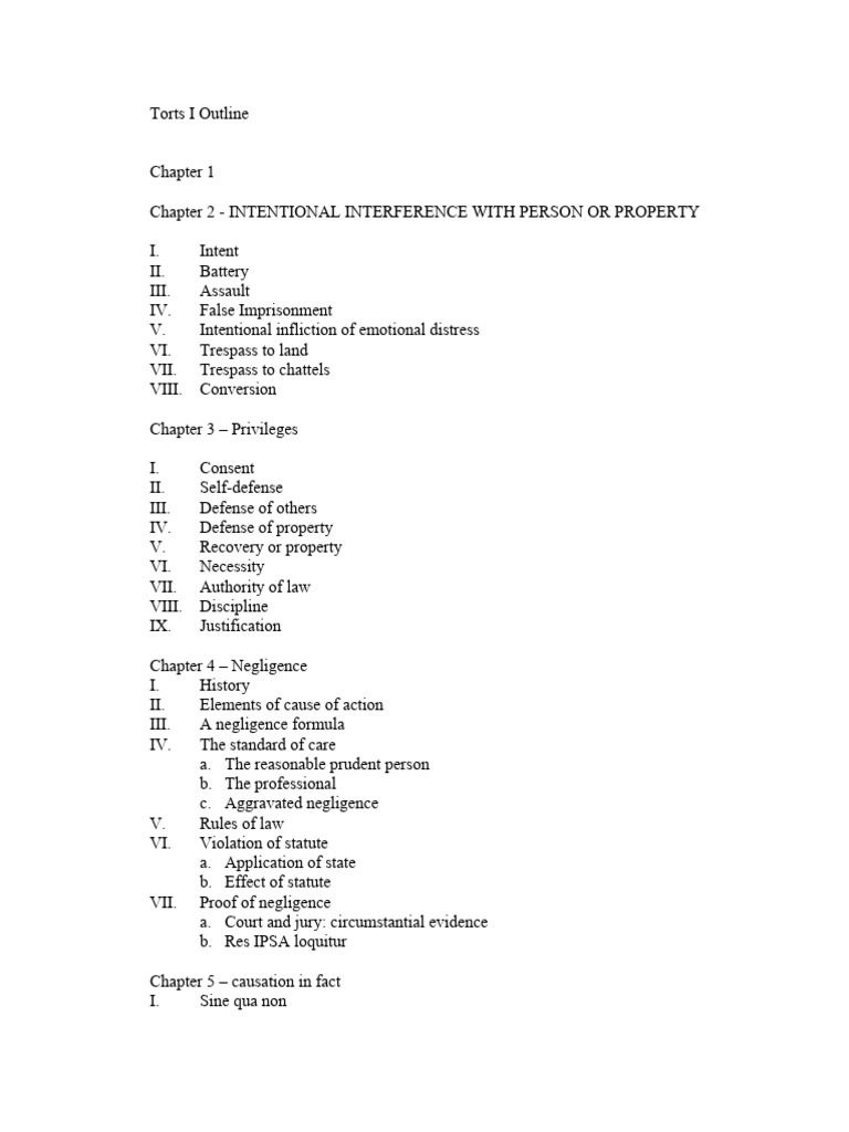 Torts I Outline | PDF | Politics | Social Science