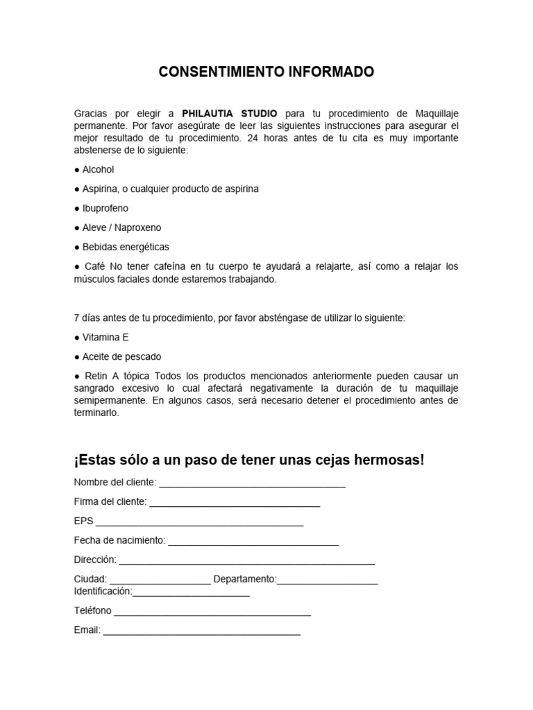 Formatos De Consentimiento Informado