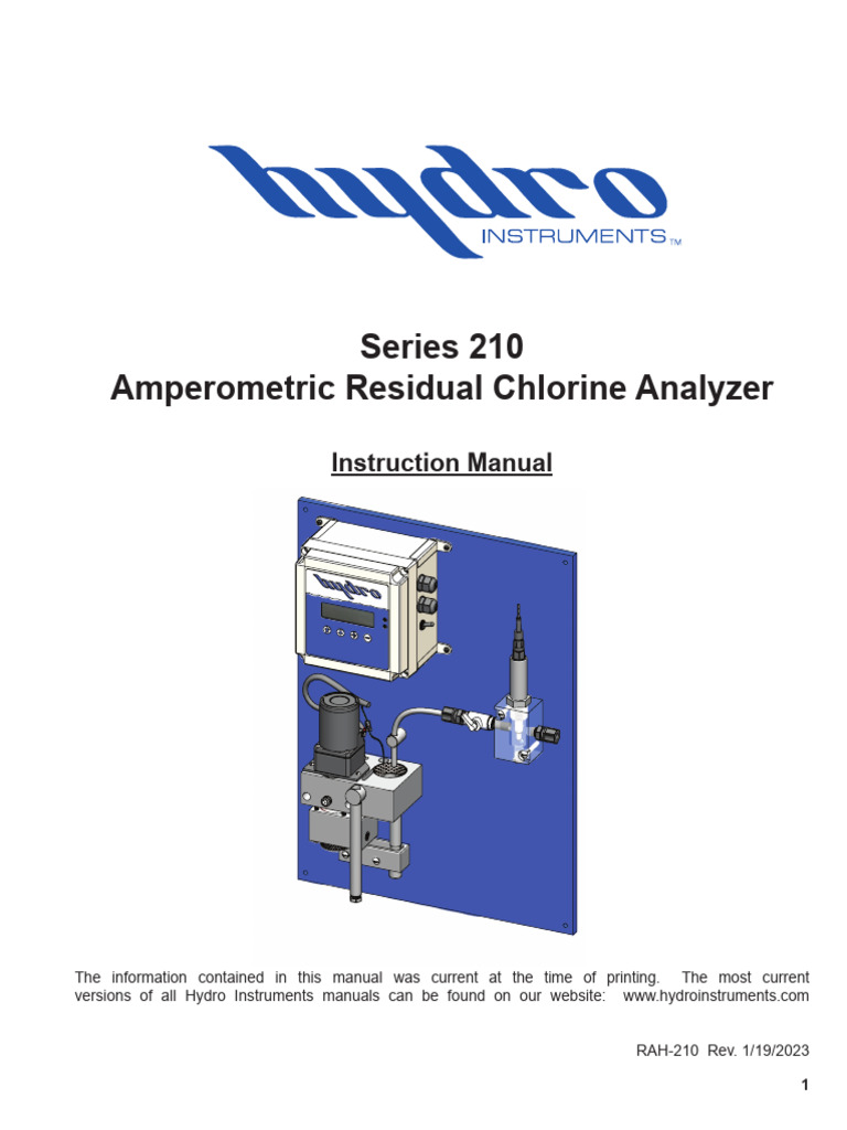 Series 210 Amperometric Residual Chlorine Analyzer | PDF | Materials ...