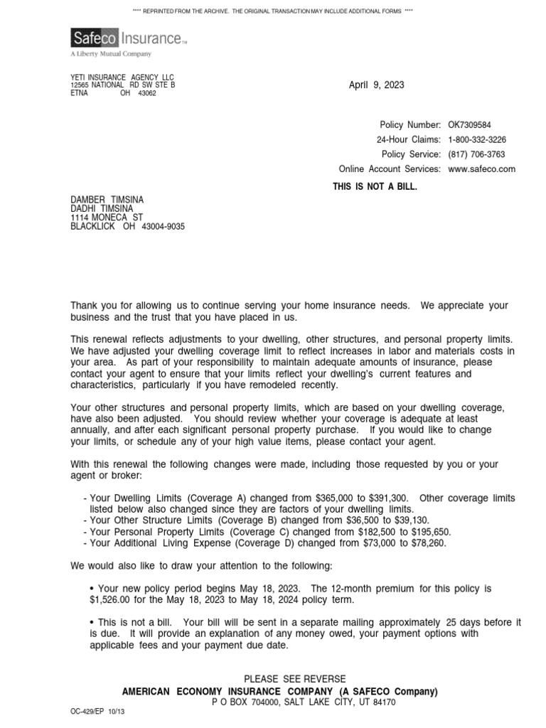 Safeco | PDF | Insurance | Credit Card